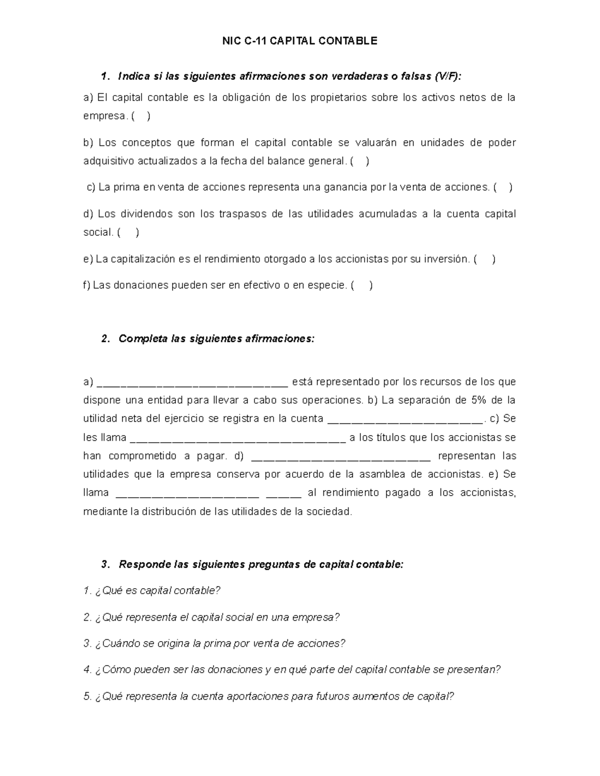 Capital Contable NIF C-11 Preguntas - NIC C-11 CAPITAL CONTABLE 1 ...