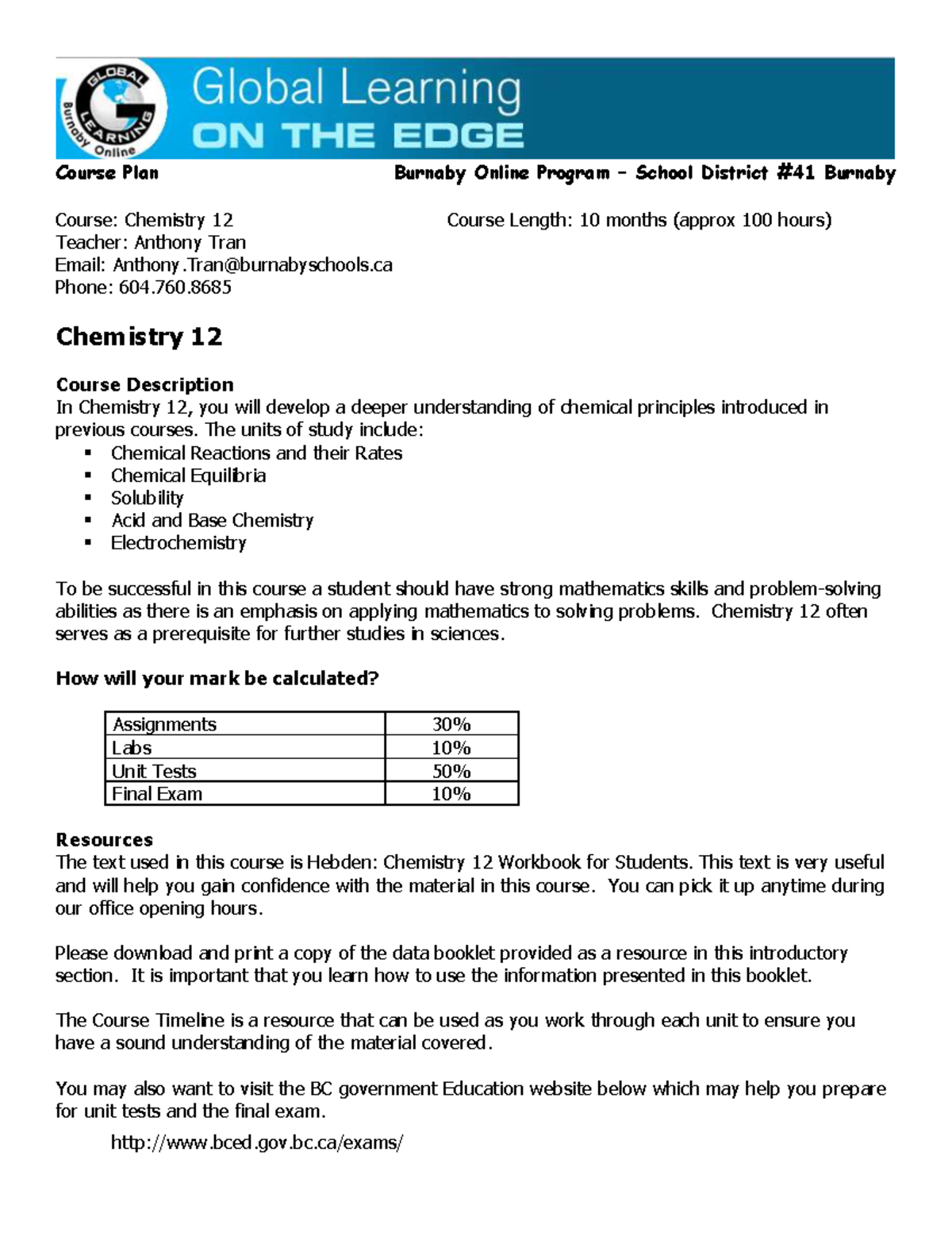 Chem 12 Outline 2019 - Course Plan Burnaby Online Program – School ...