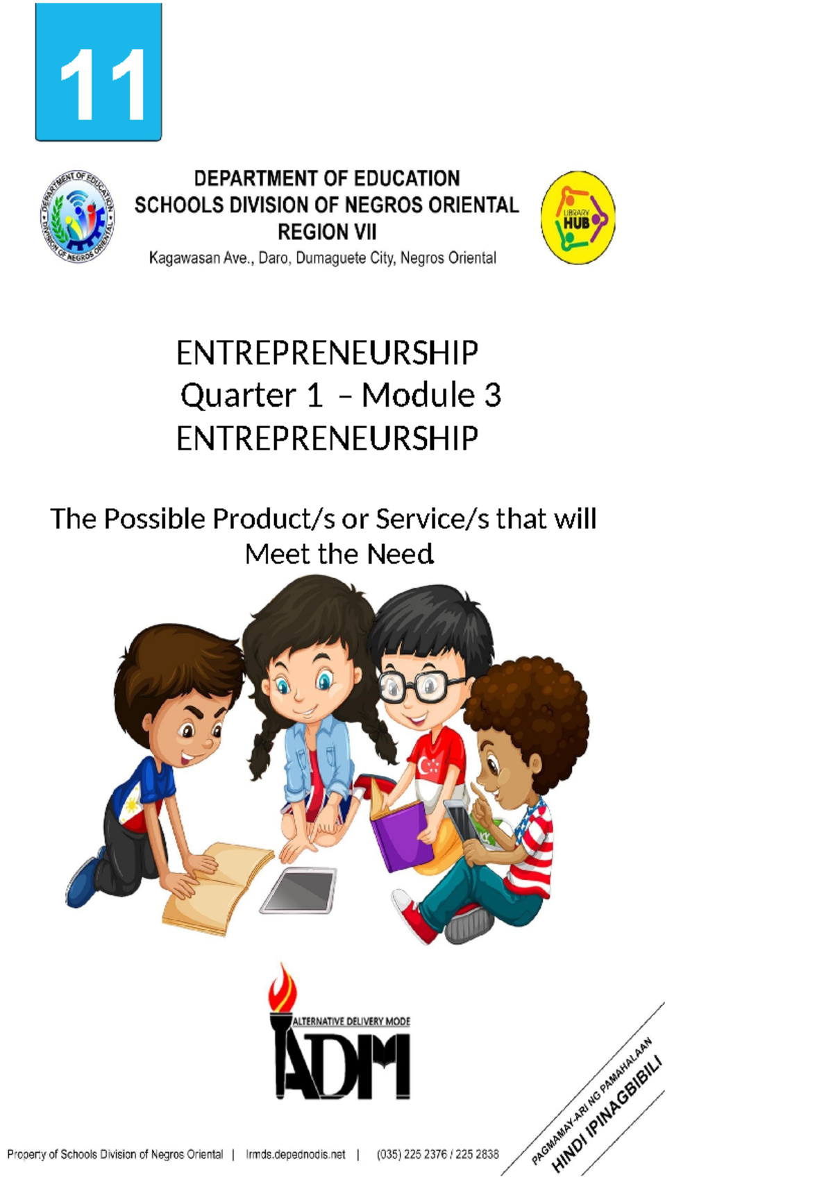 Entrep Module 3 Q1 - ———— - 11 ENTREPRENEURSHIP Quarter 1 – Module 3 ...