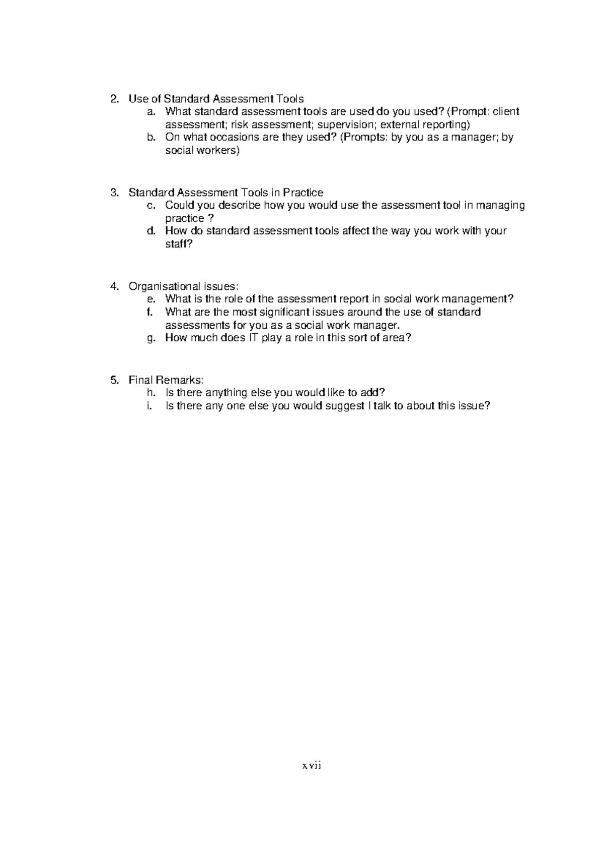 Documenting Inscription 39 - xvii 2. Use of Standard Assessment Tools a ...