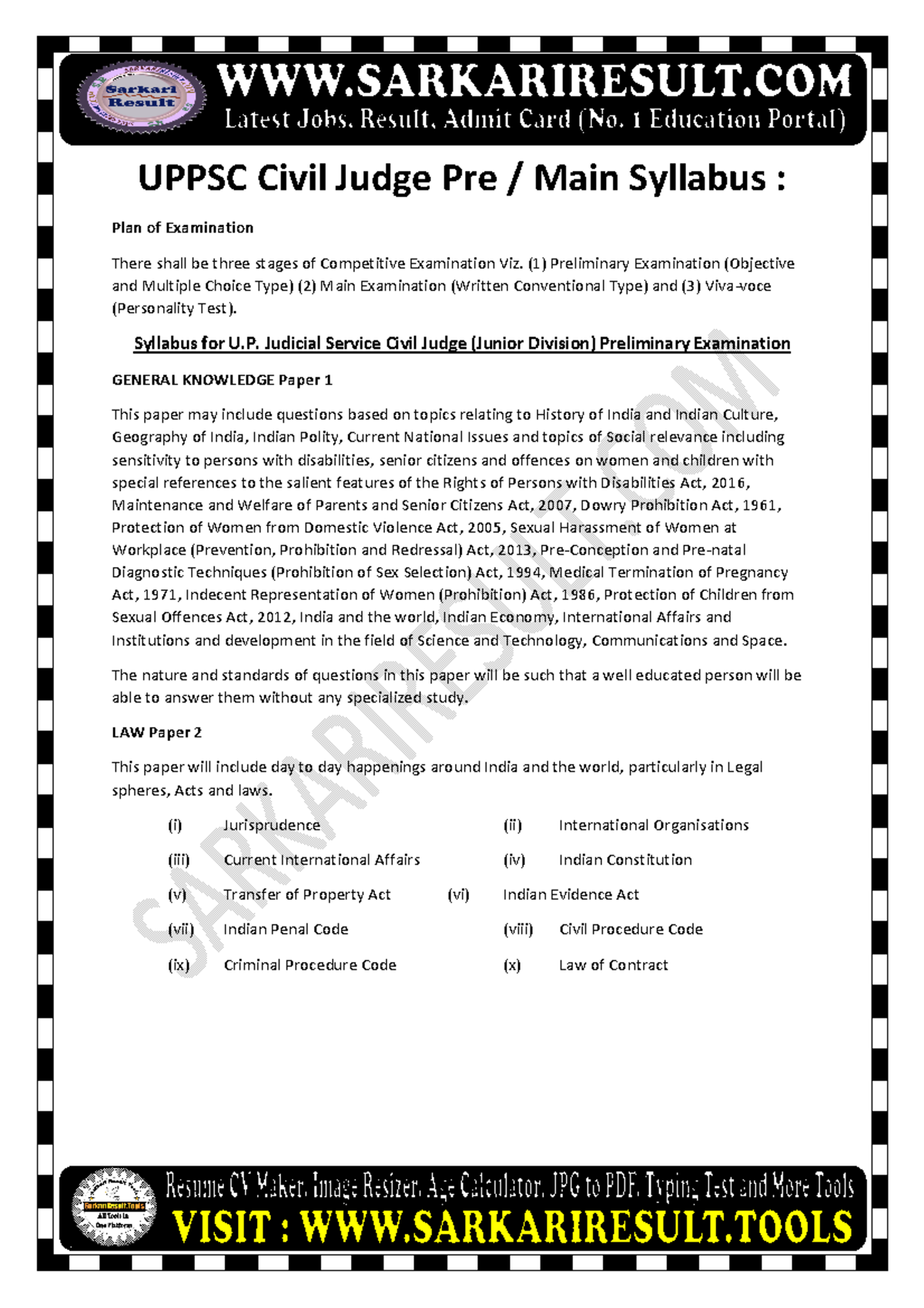 Uppsc Civil Judge Pre Main Syllabus English - UPPSC Civil Ju Plan of ...