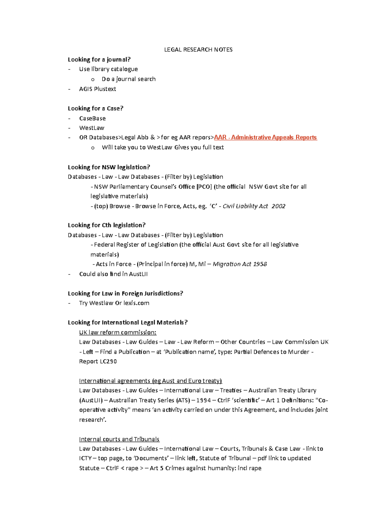 Legal Research Notes - LEGAL RESEARCH NOTES Looking for a journal? Use ...