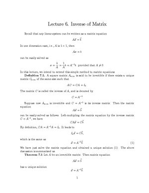 Lecture notes, lecture 1 - 1-16 - MTH 253: Elementary Matrix Algebra ...