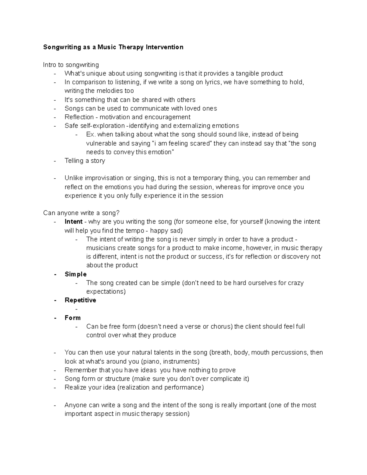 Music 2MT3 - Week 4 notes - Songwriting as a Music Therapy Intervention ...