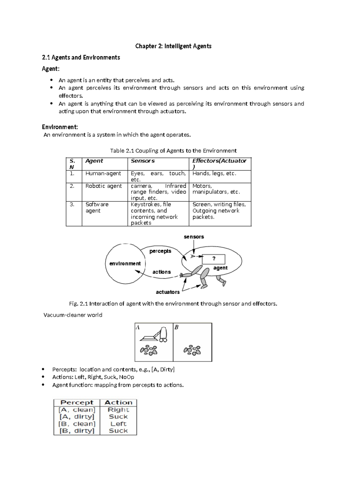 Chapter 2 Intelligent Agents - Chapter 2: Intelligent Agents 2 Agents ...