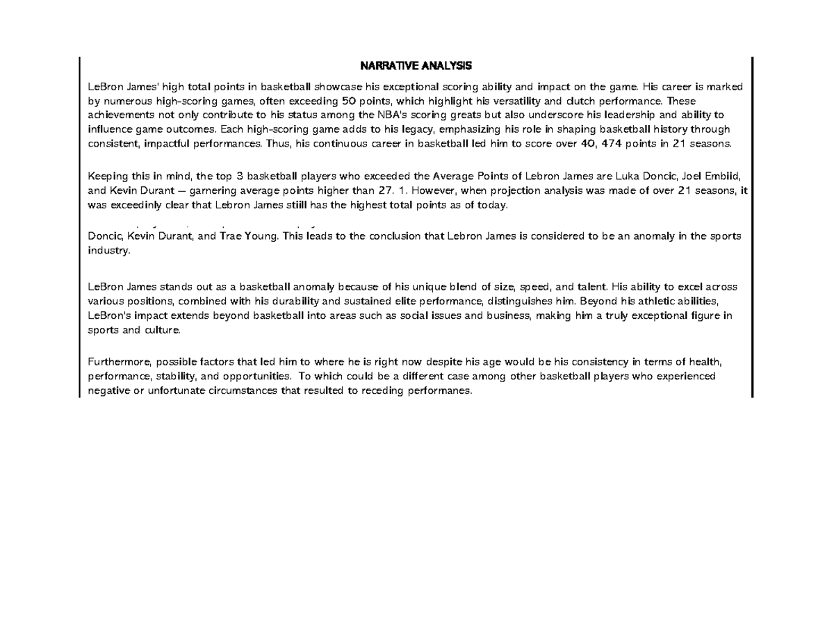 Analysis - Activity 1 - From the projection, the top 3 basketball ...