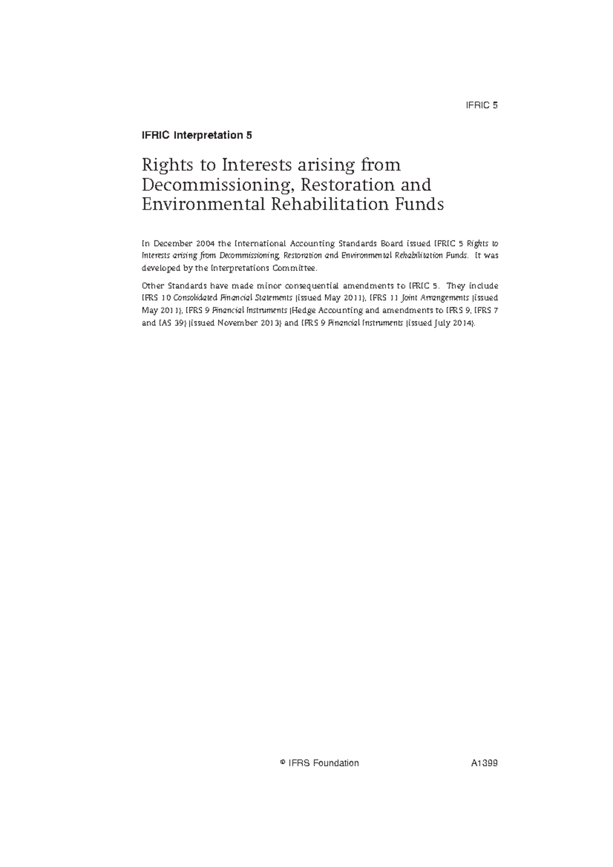 Ifric 05 - International Financial Reporting Interpretations Committee ...