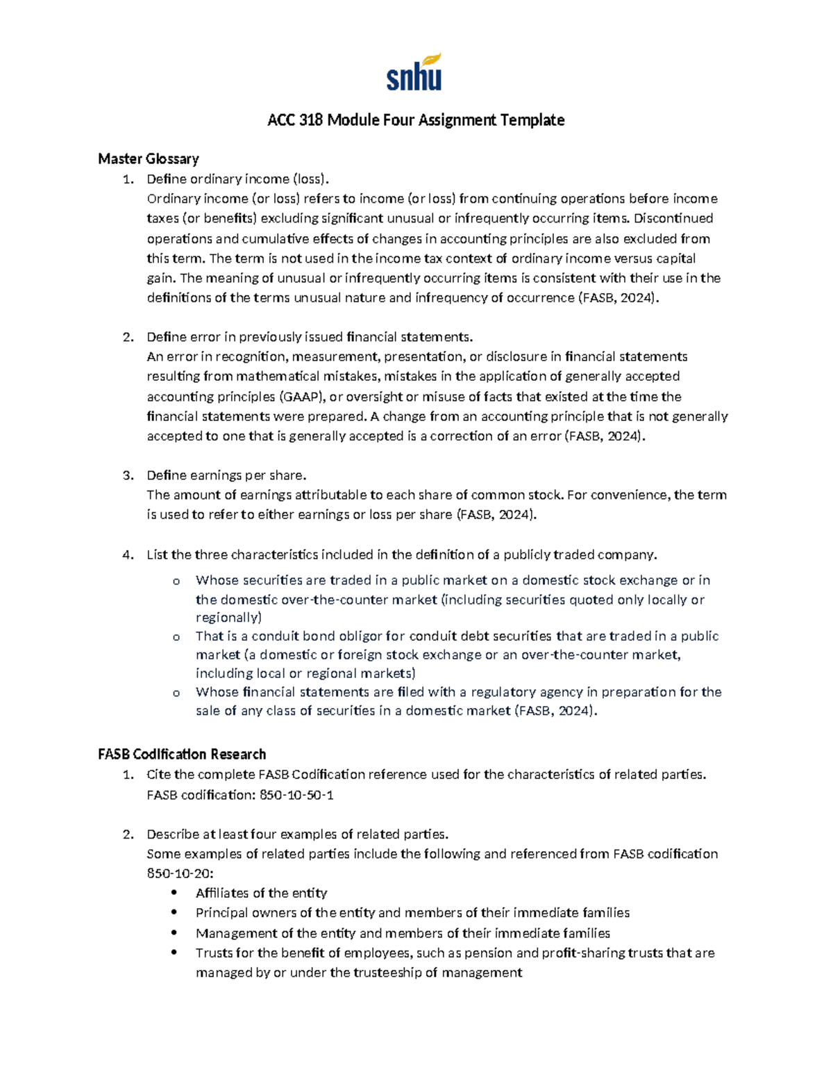 ACC 318 Module Four Assignment Template - ACC 318 Module Four ...