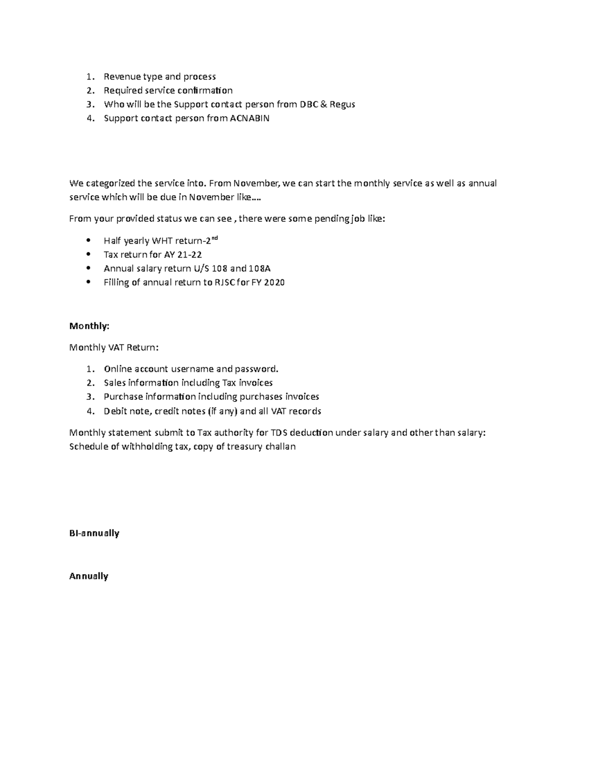 Queries - Lecture notes 1 - Revenue type and process Required service ...
