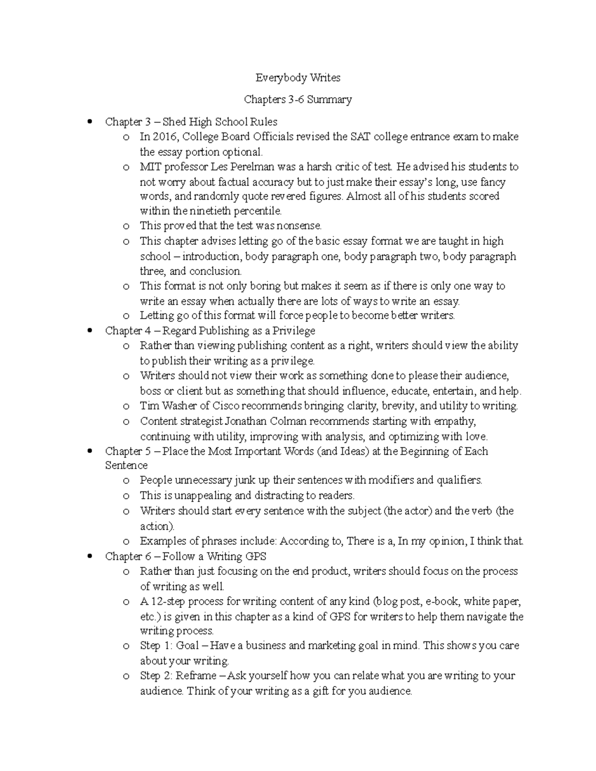 Everybody Writes: Chapters 3-6 Summary - Everybody Writes Chapters ...