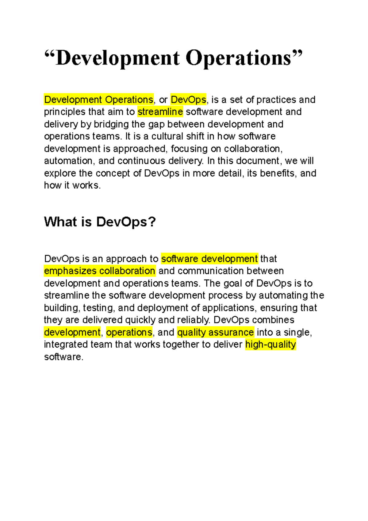 Streamlining Software Development with Dev Ops - “Development ...