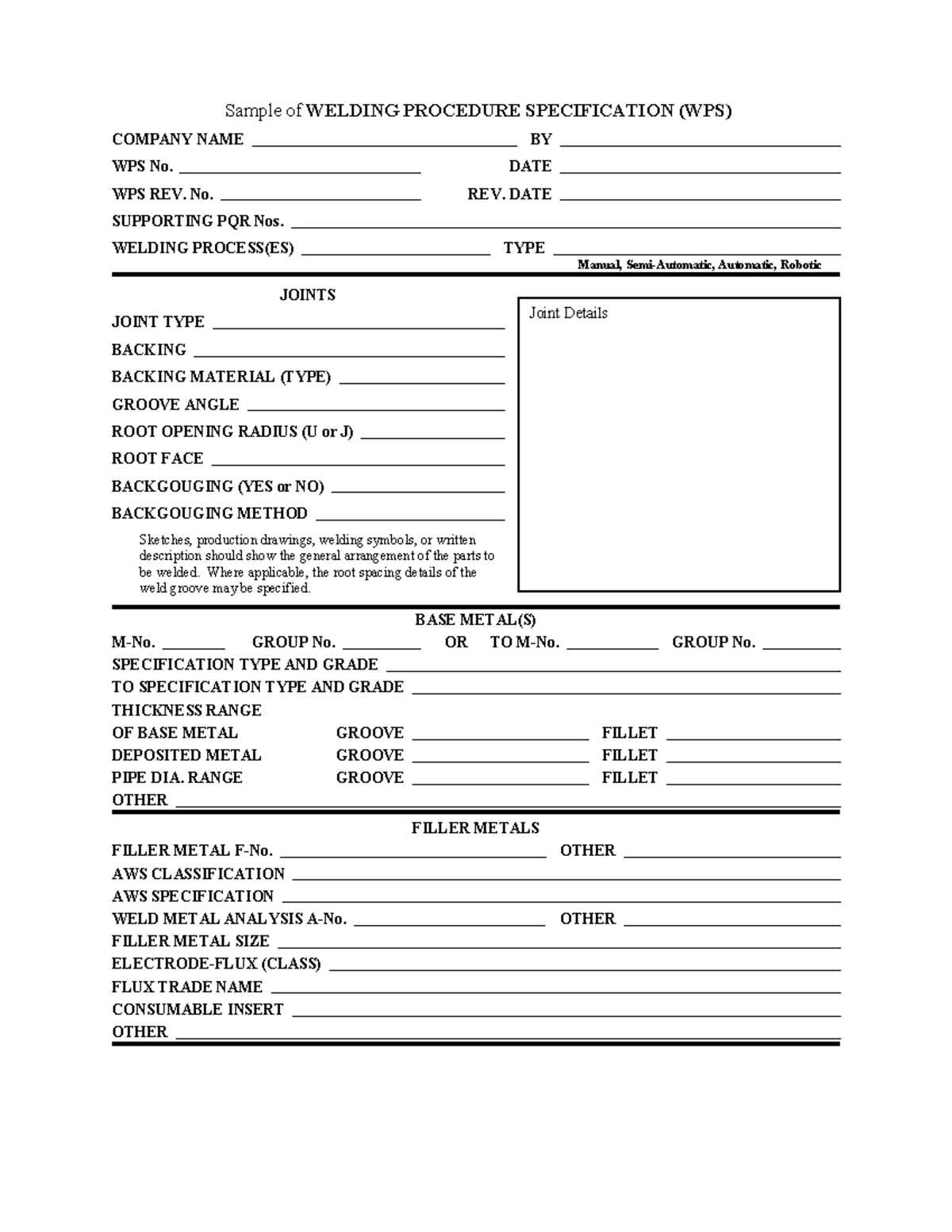 WPS - Welding Procedure - Sample of WELDING PROCEDURE SPECIFICATION ...