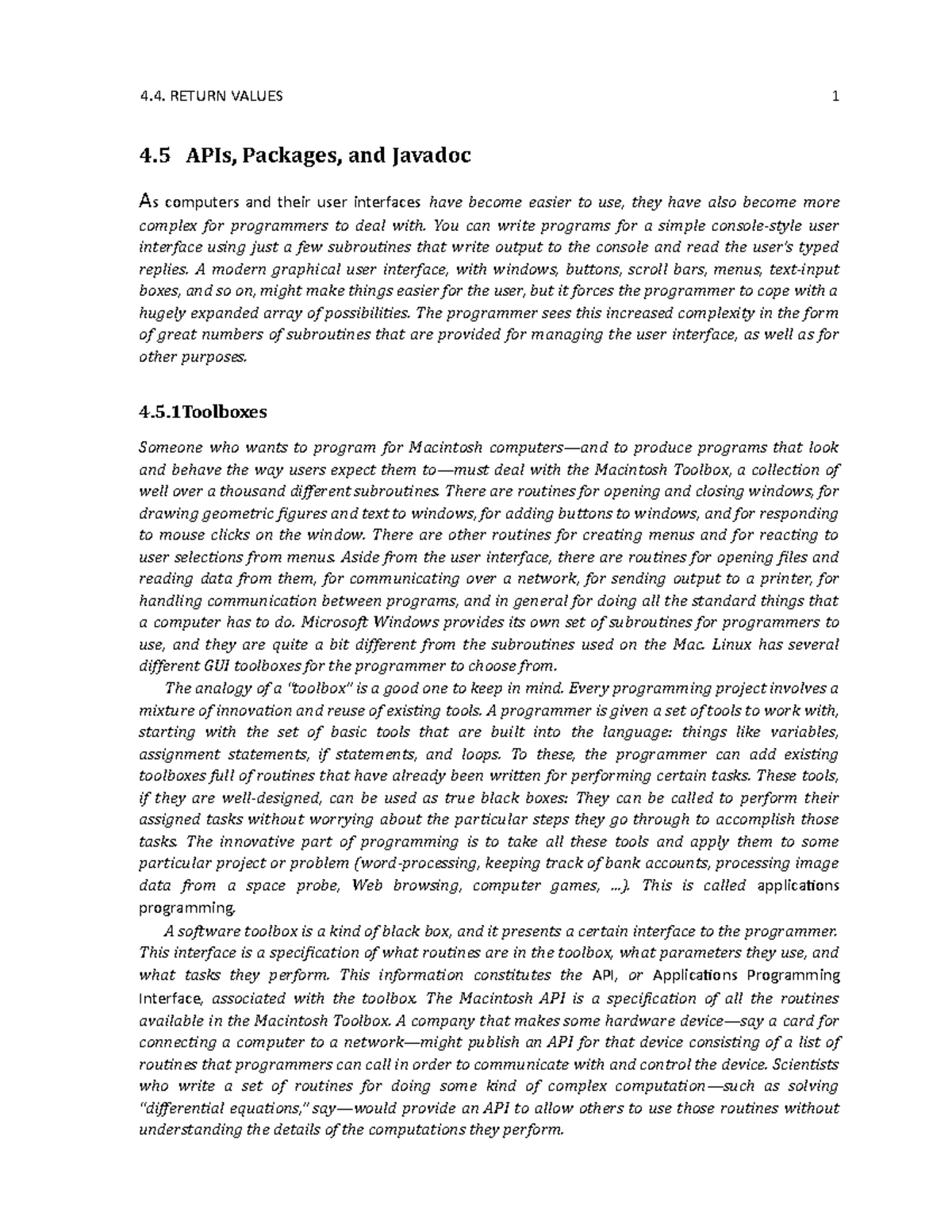Parameter 3 Notes 4 Return Values 1 4 Apis Packages And Javadoc As Computers And Their