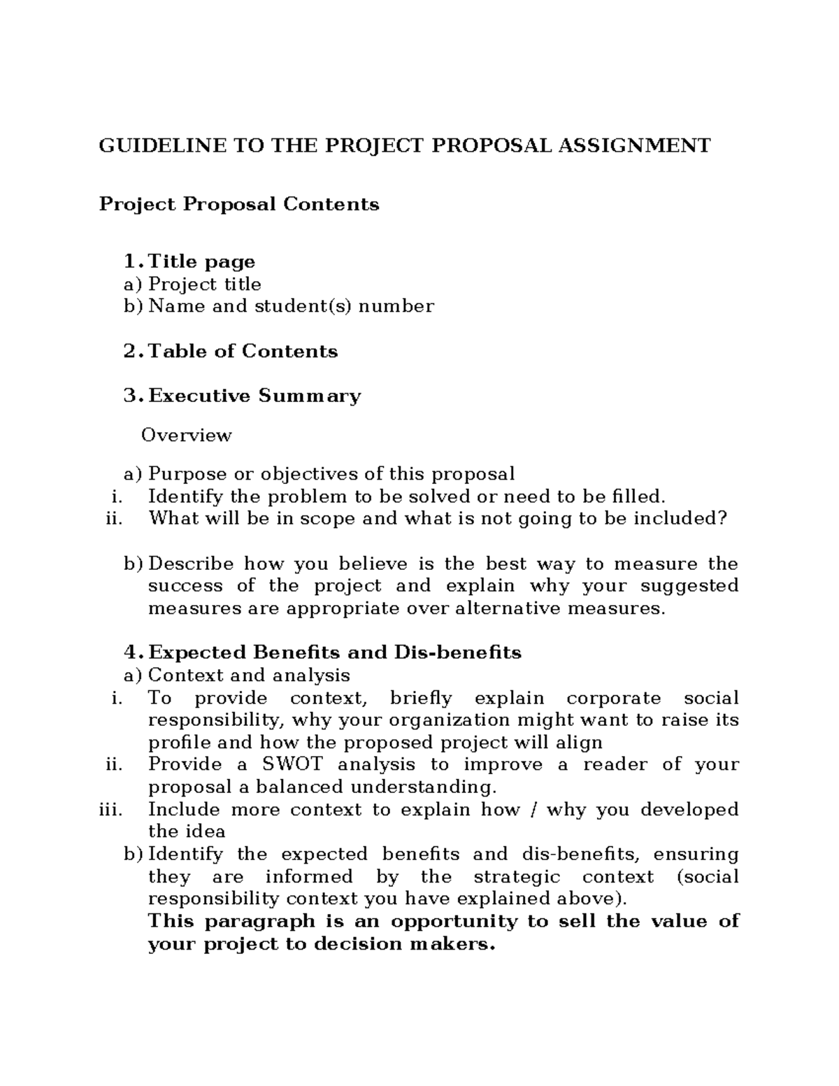 Project Assignment- Guideline - GUIDELINE TO THE PROJECT PROPOSAL ...