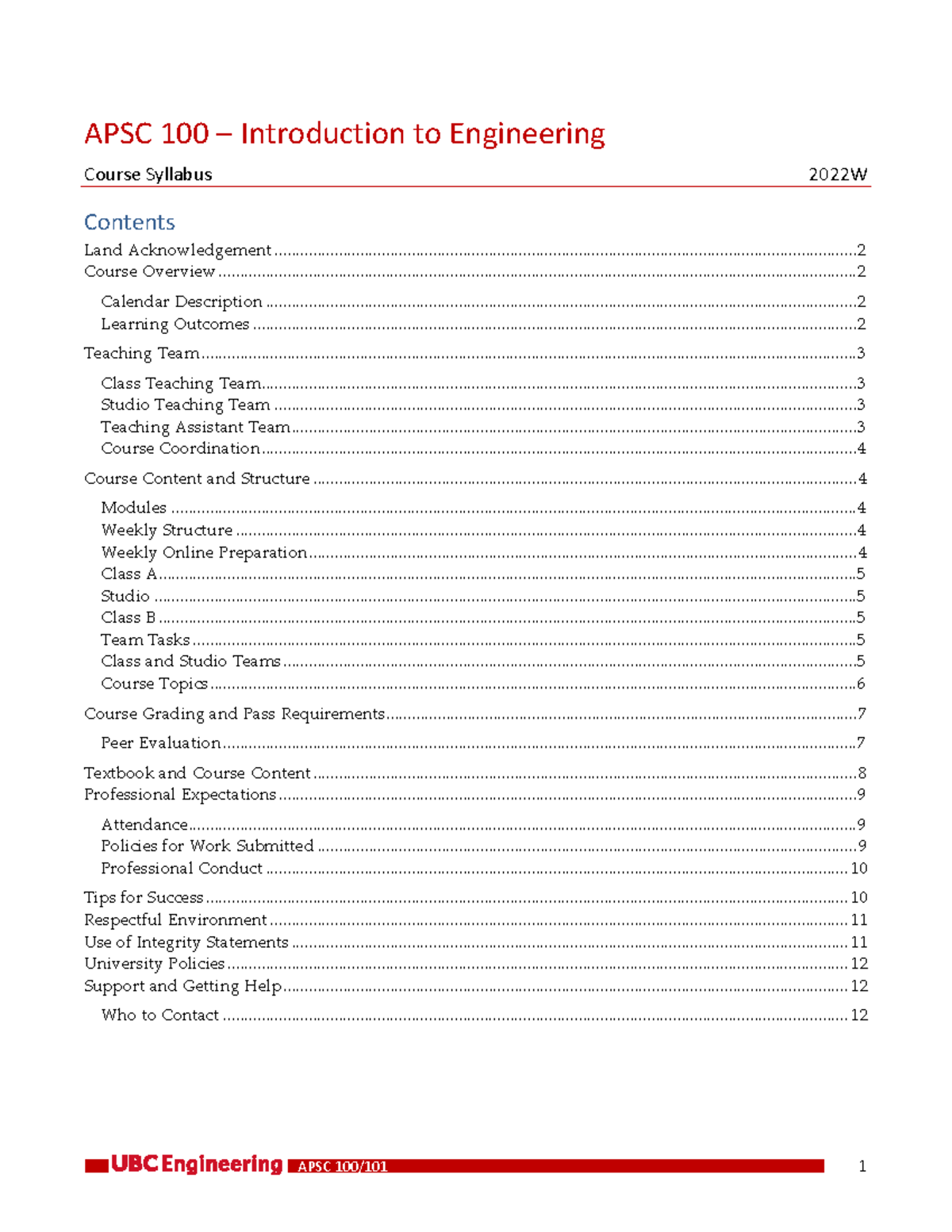 APSC100-Syllabus 2022W - APSC 100 – Introduction to Engineering Course ...
