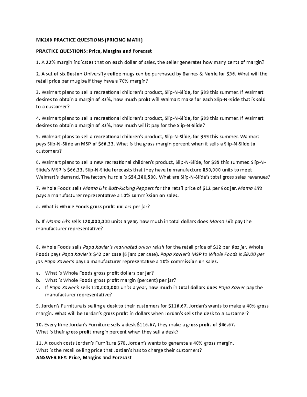 MK200 Final Exam Practice Questions (Math) - MK200 PRACTICE QUESTIONS ...