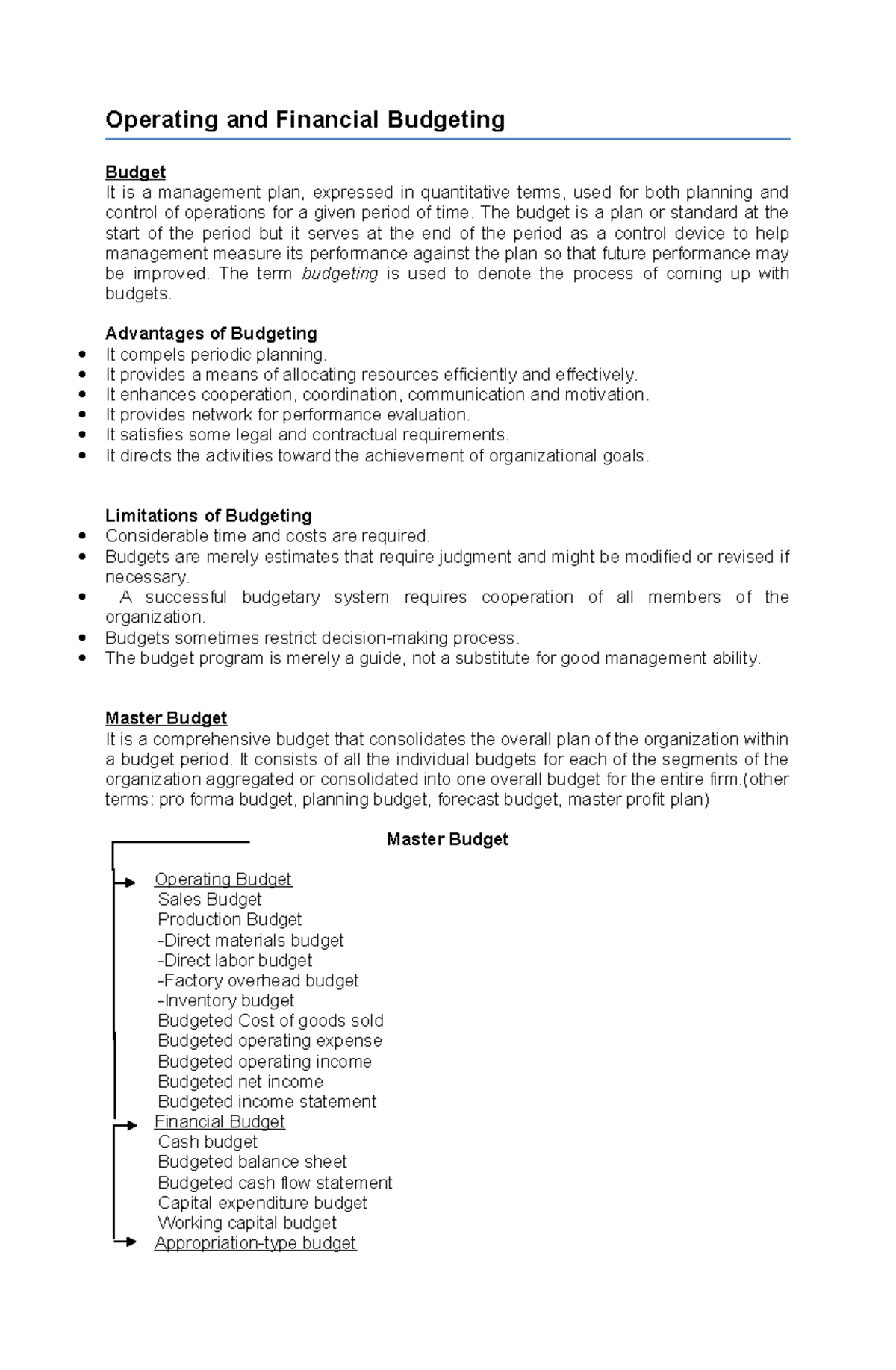 Lecture-3-Budgeting - budgeting - Operating and Financial Budgeting ...