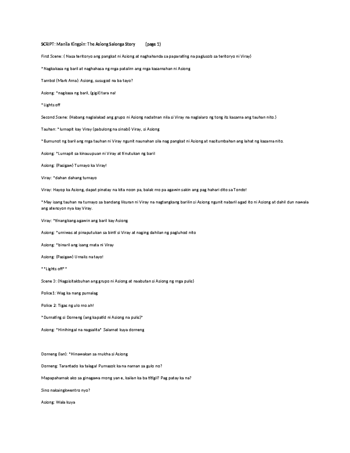 HARI NG Tondo script - SCRIPT: Manila Kingpin: The Asiong Salonga Story ...