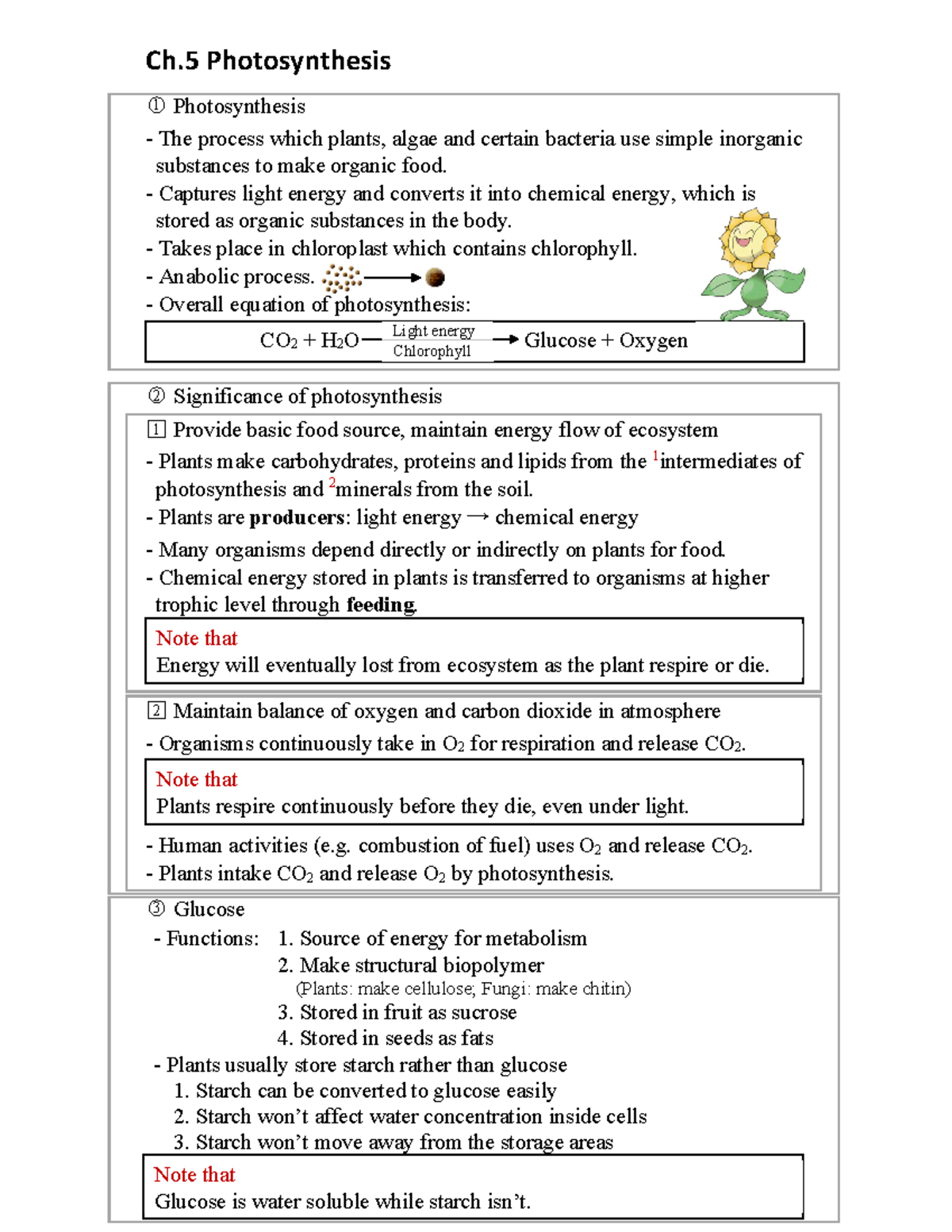 Photosynthesis notes - nothing - Ch Photosynthesis 1 Photosynthesis The ...