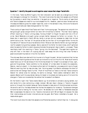 Grade 11 Tsotsi notes - Homework - Grade 11: Novel “Tsotsi” by Athol ...