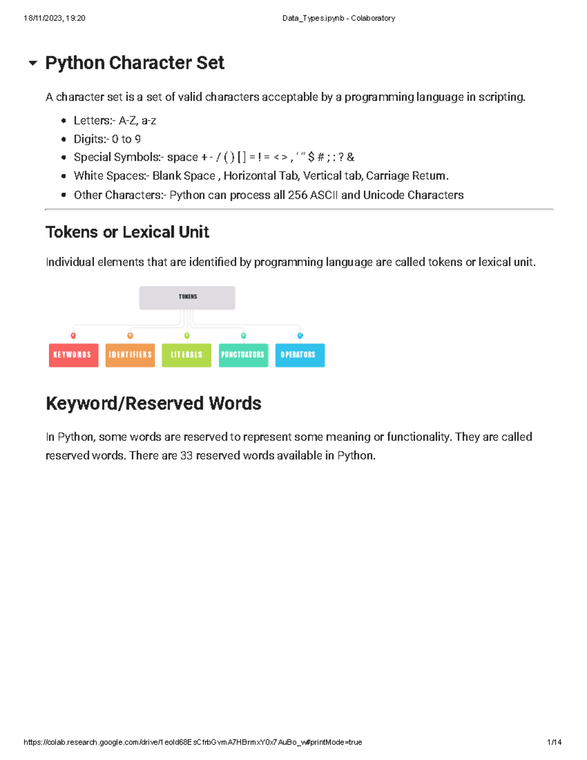 Data Types.ipynb - Colaboratory - A character set is a set of valid characters acceptable by a ...