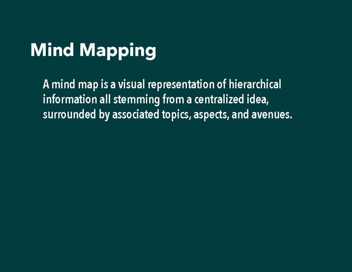 Mind Mapping Slides - Mind Mapping A mind map is a visual ...