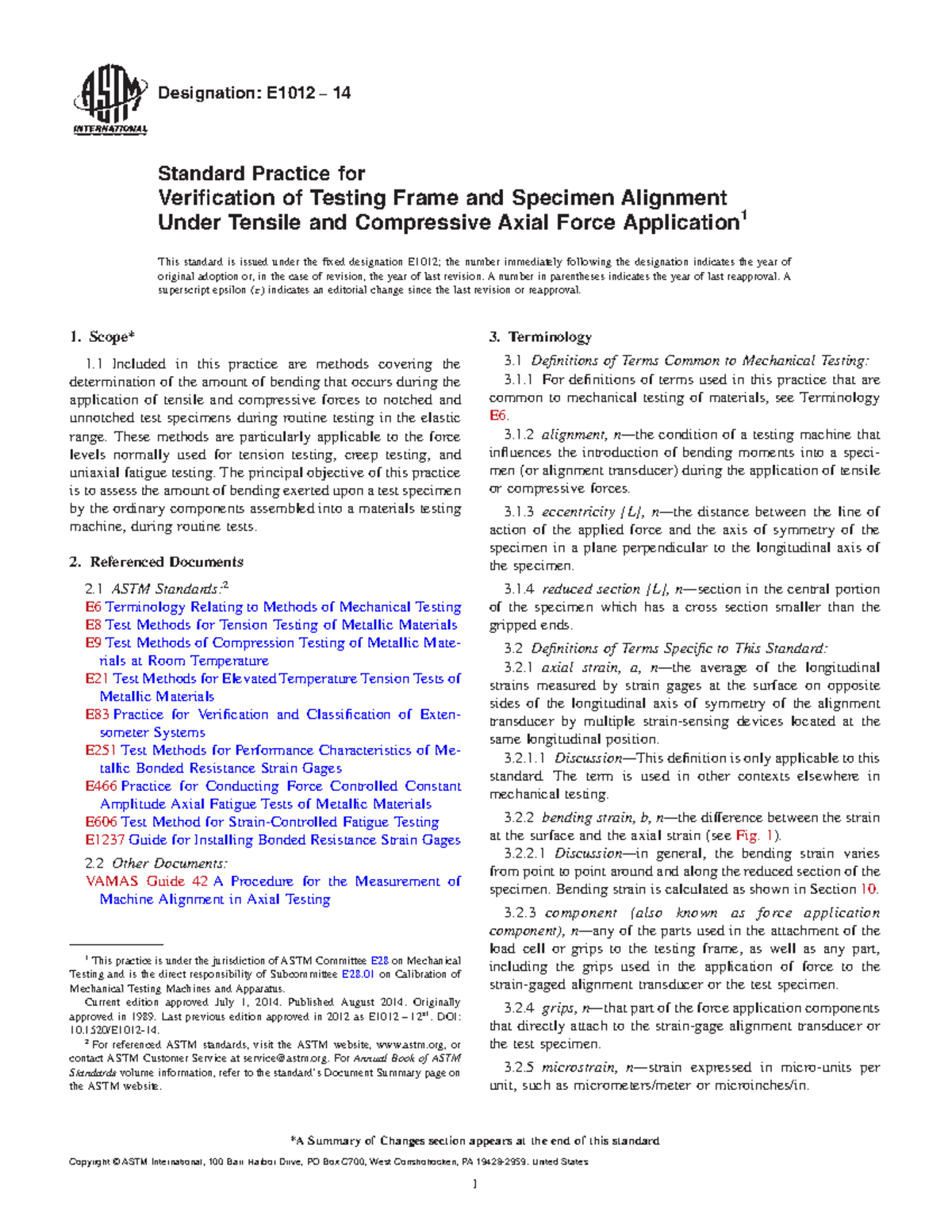 ASTM E1012 14 standard tensile compressive - Designation: E1012 − 14 ...