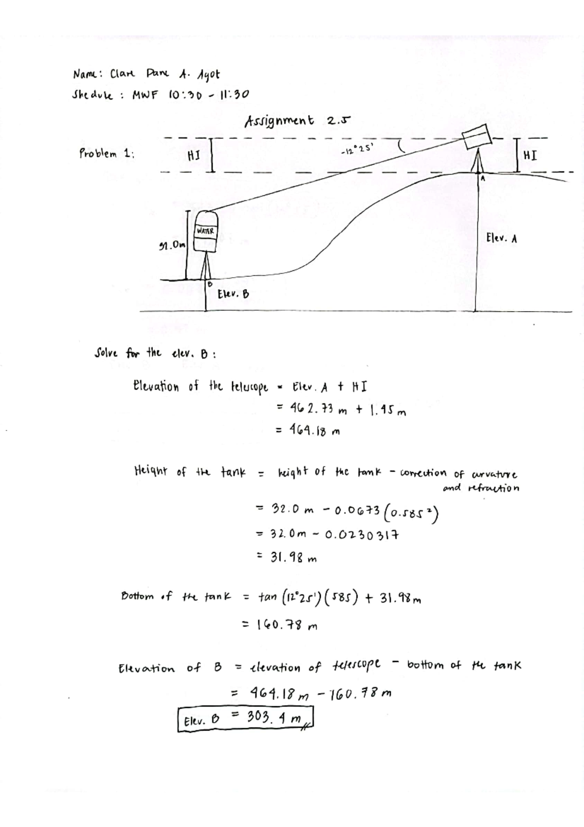 Assignment 2 - Solving for the trigonometric leveling of a problem ...