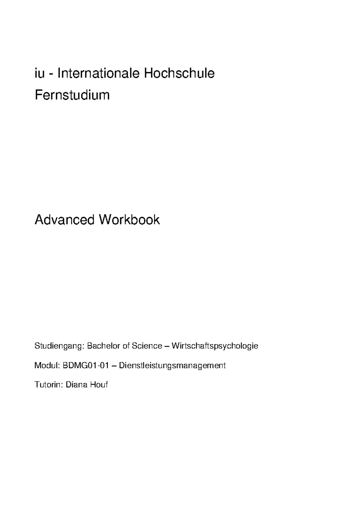 Advanced Workbook BDMG01-01 - iu - Internationale Hochschule ...