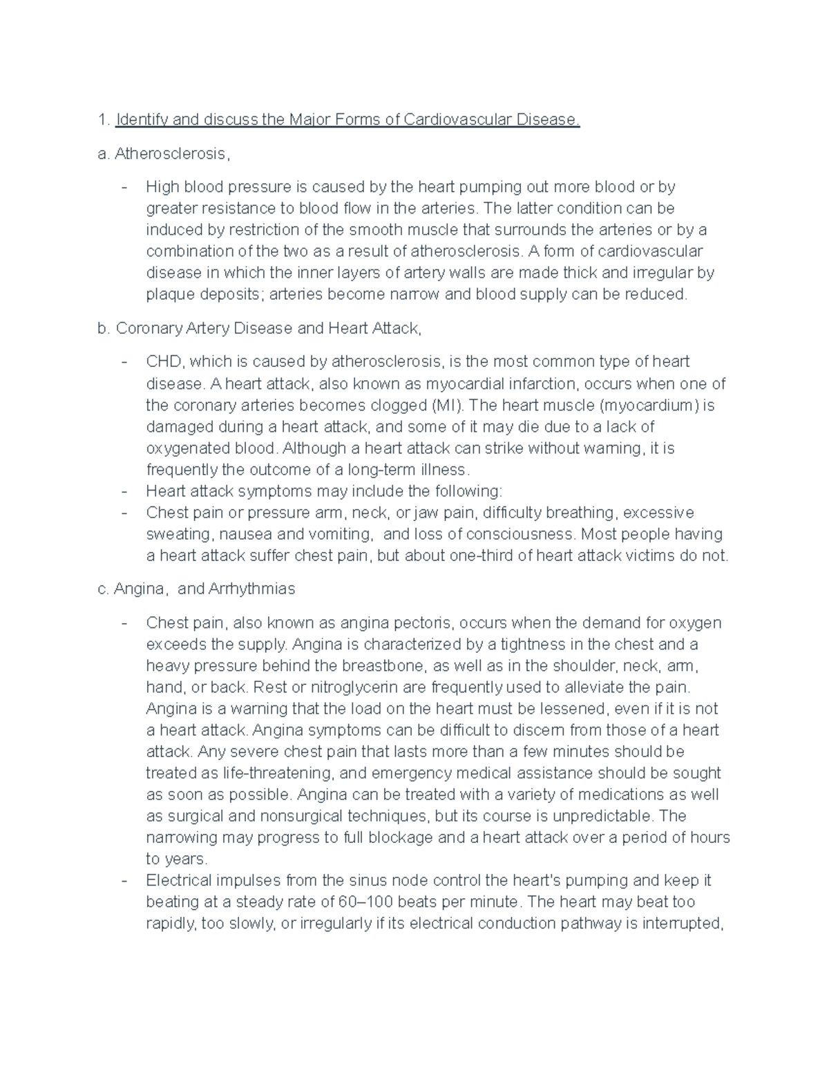Cardiovascular Health - Identify and discuss the Major Forms of ...