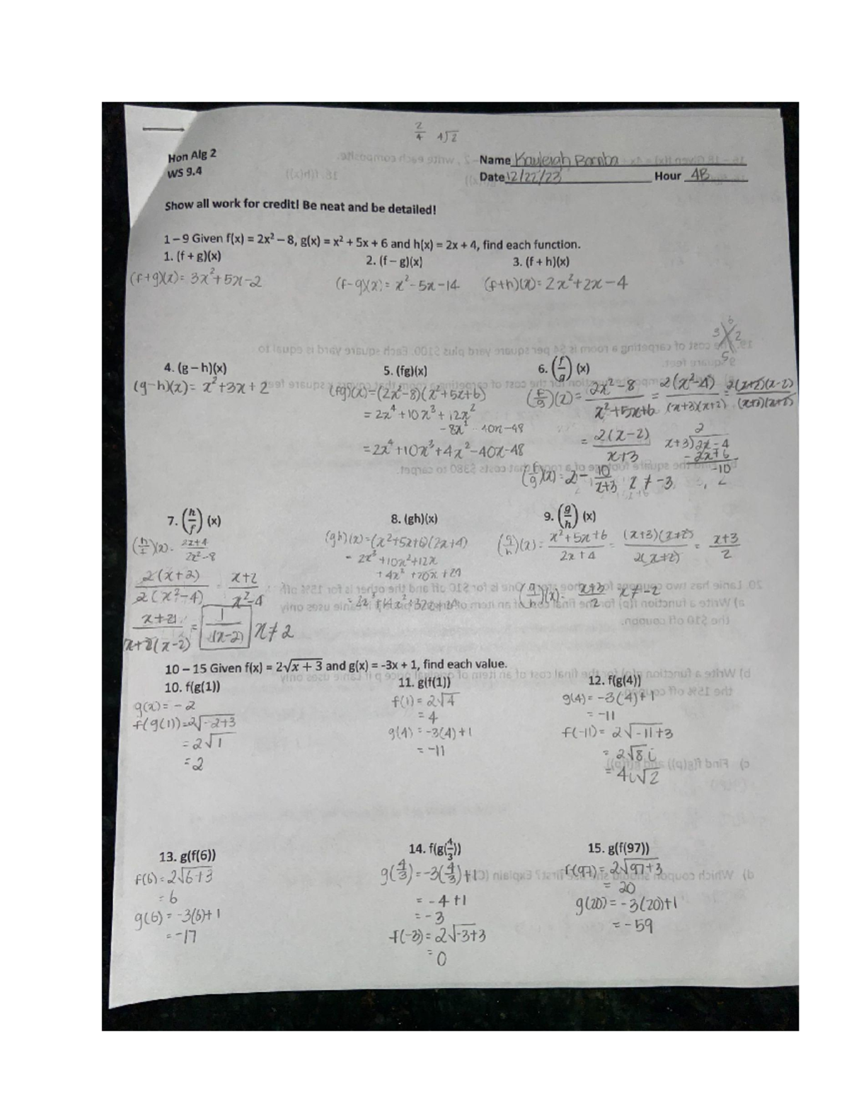 Honors algebra 2 - 9 - Studocu