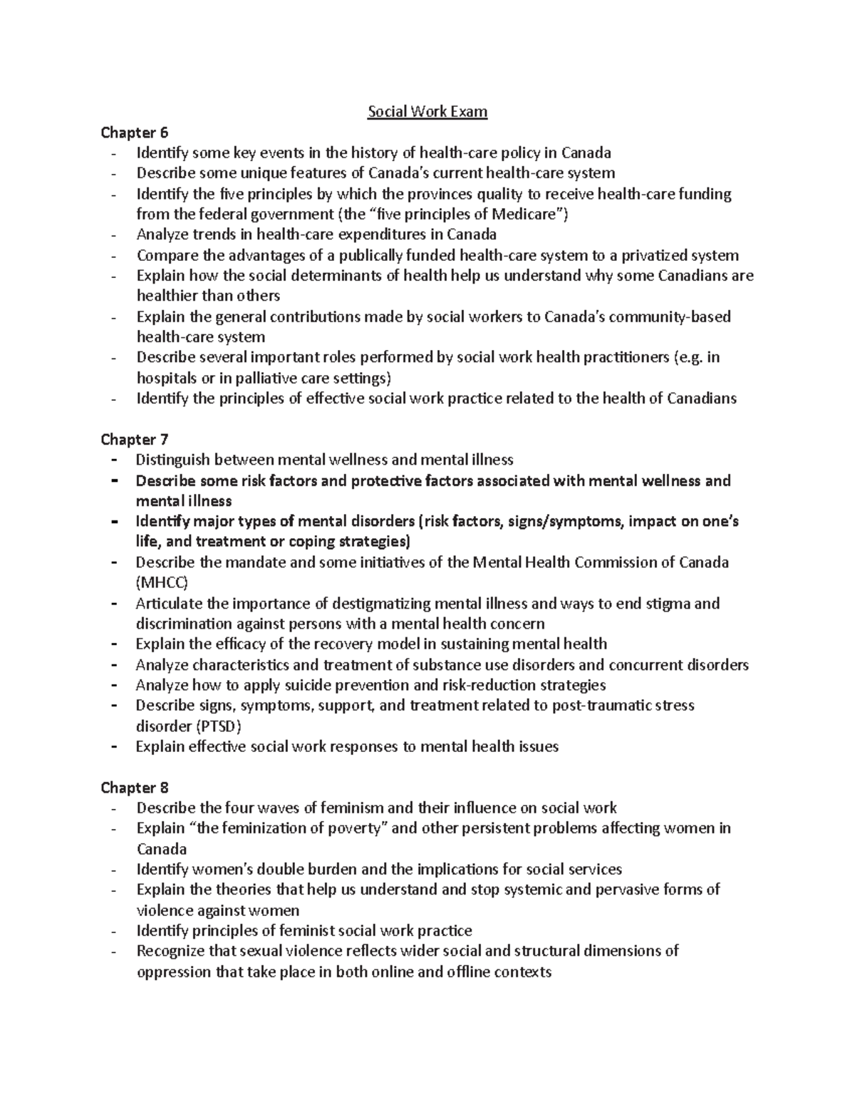 Social Work Chapter outlines - Social Work Exam Chapter 6 Identify some ...