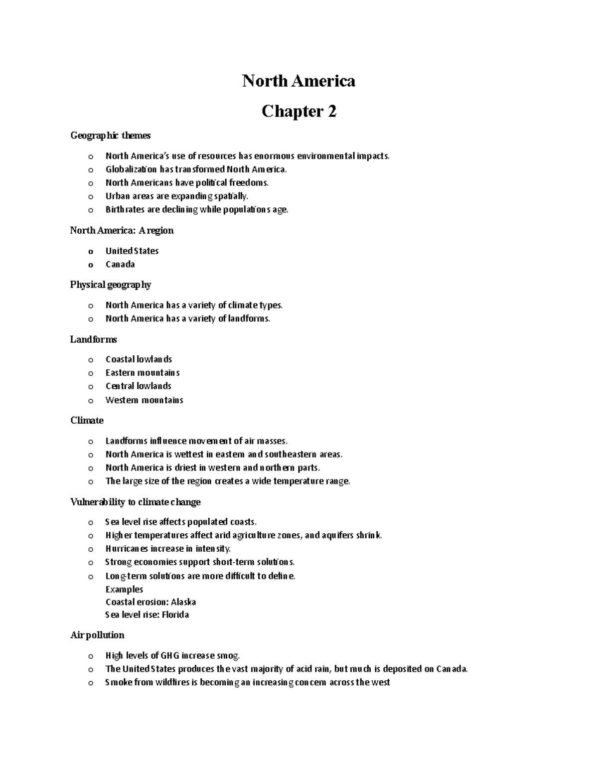 Chapter 2 - Geography: North America - North America Chapter 2 ...