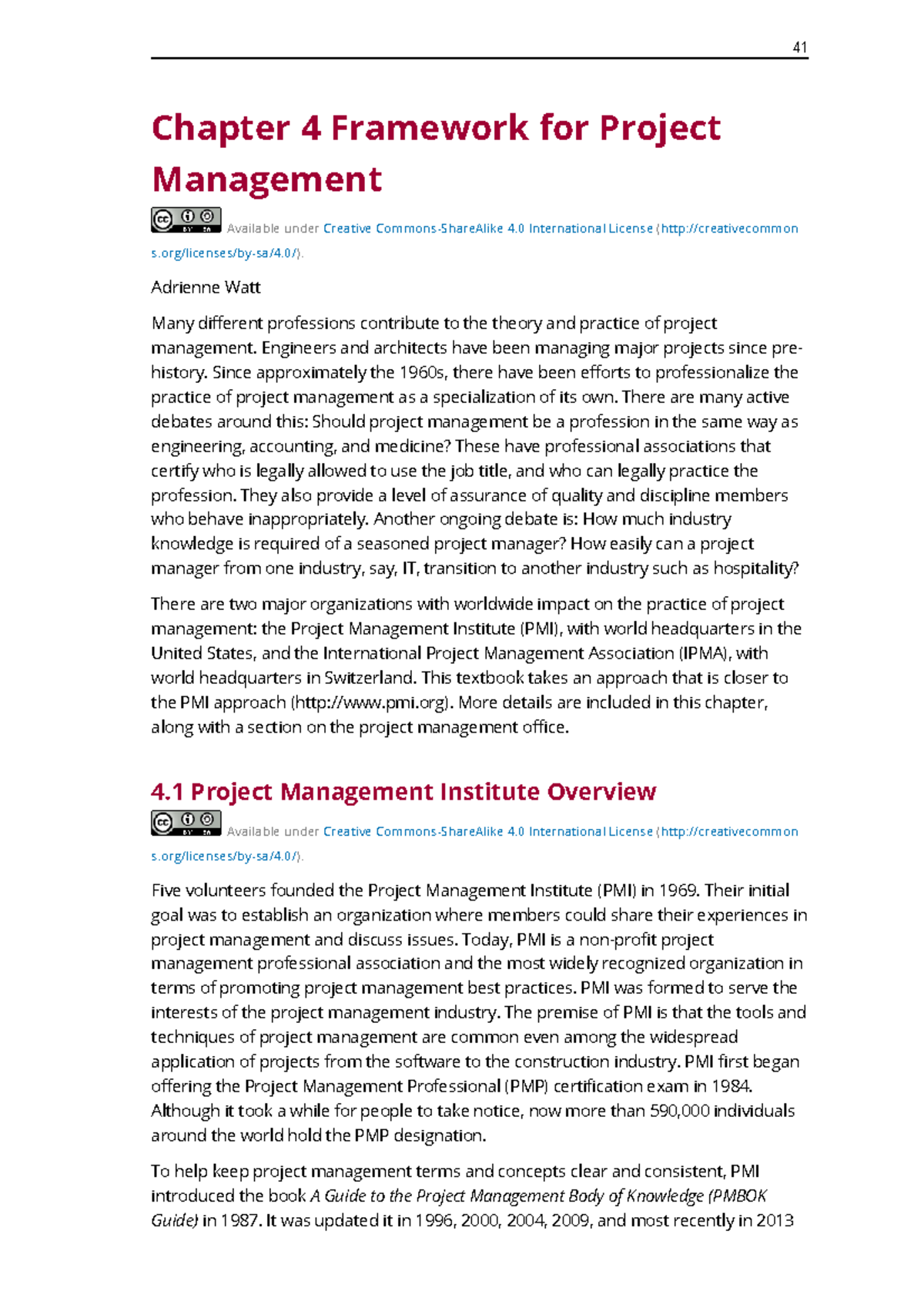 Project Management 15694-15-262-13 - Chapter 4 Framework for Project ...