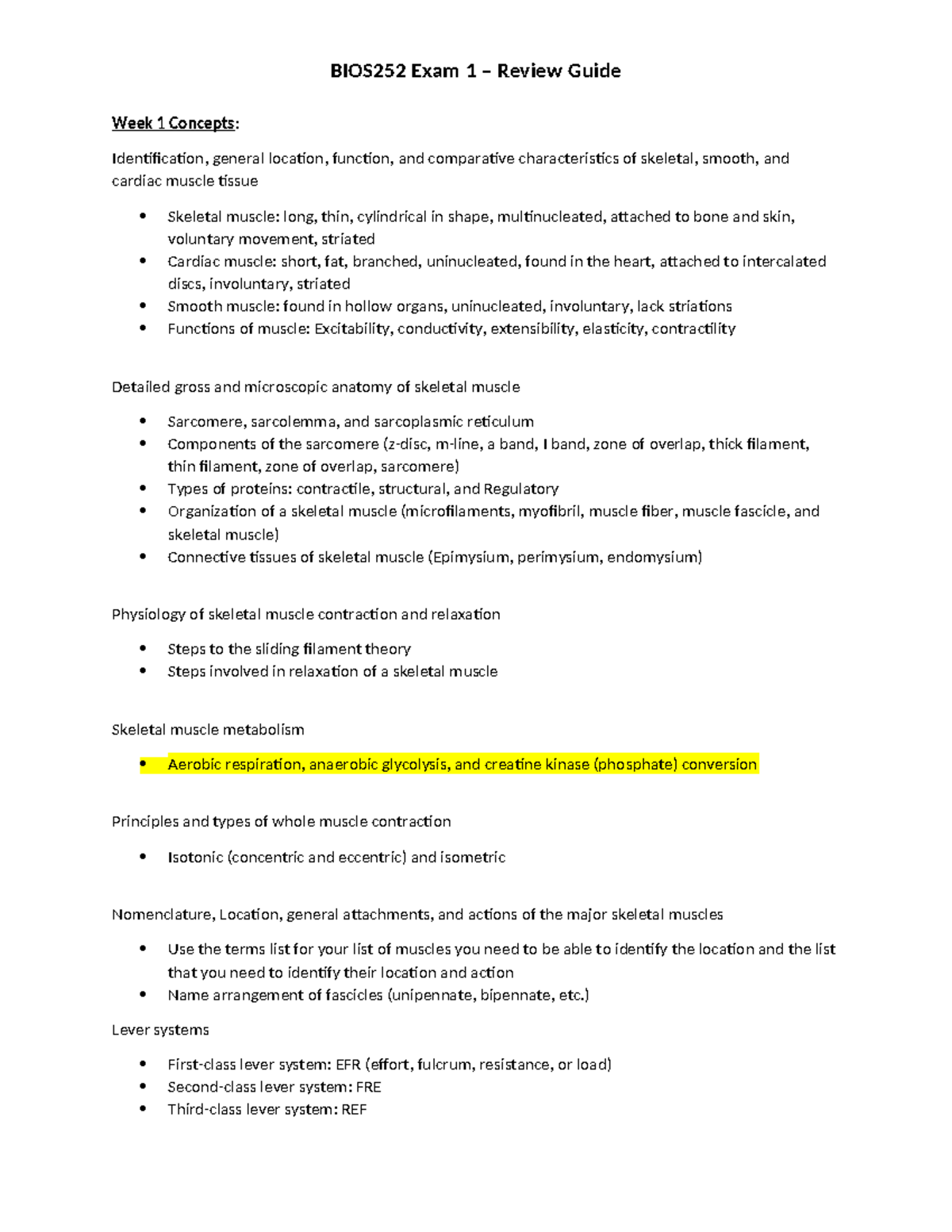 BIOS252 Exam 1 Review Guide - BIOS252 Exam 1 – Review Guide Week 1 ...