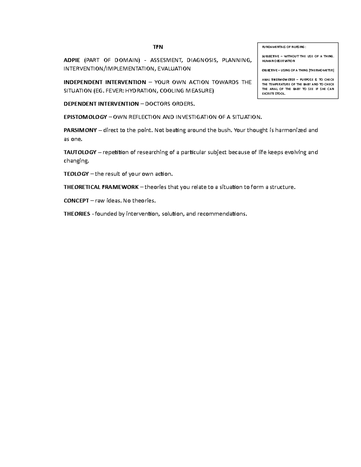 TFN Notes (10 07 2022) - TFN ADPIE (PART OF DOMAIN) - ASSESMENT ...