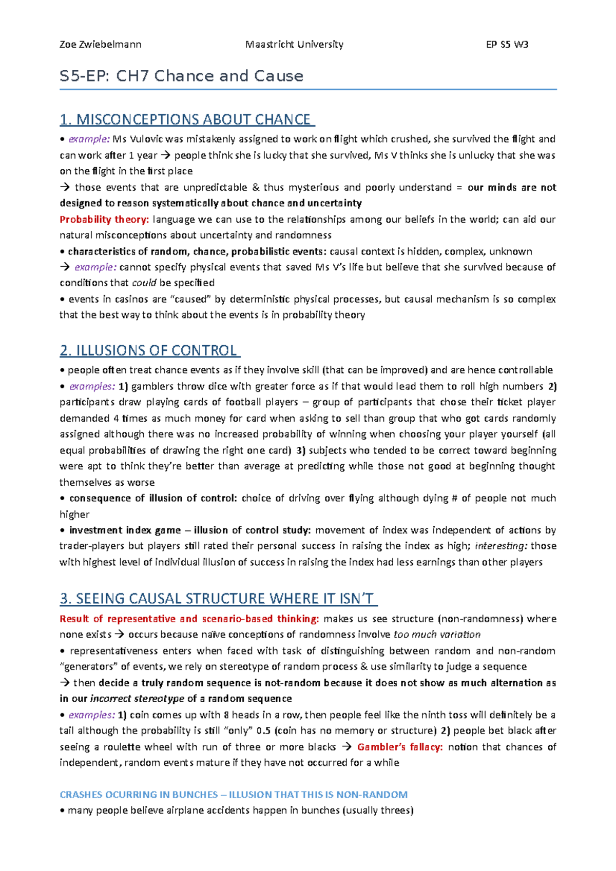 S5-EP CH7 Chance and Cause - MISCONCEPTIONS ABOUT CHANCE example: Ms ...