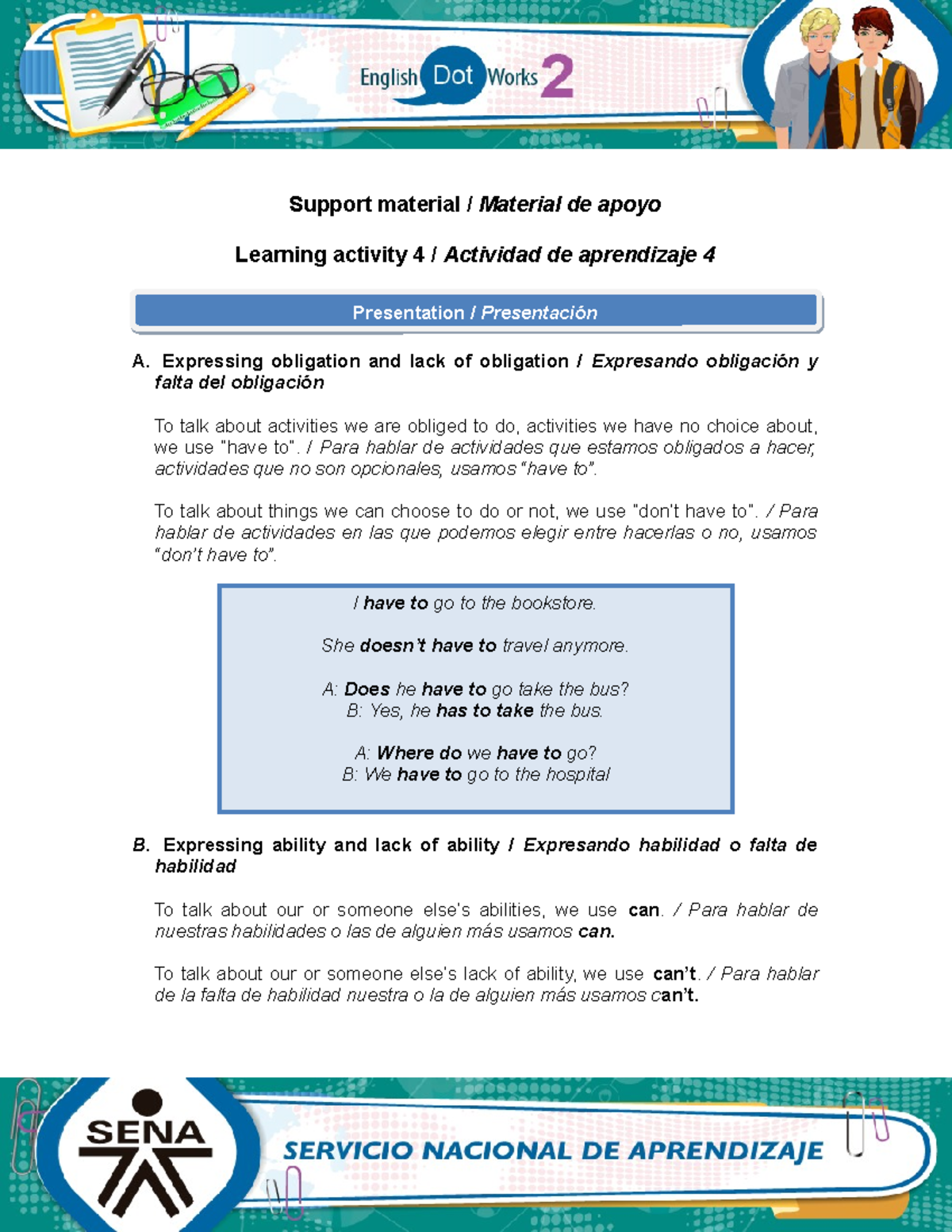 Material de apoyo 4actividad y tutorías en línea - Support material ...