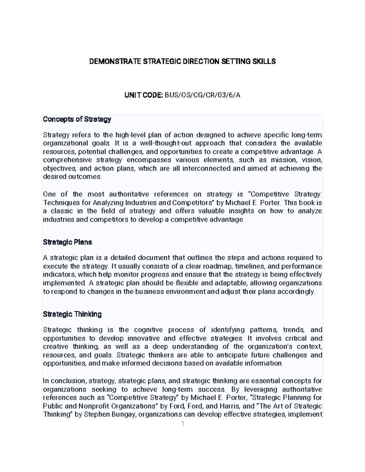 DCG 6003 Strategic Direction Setting Notes-2 ...