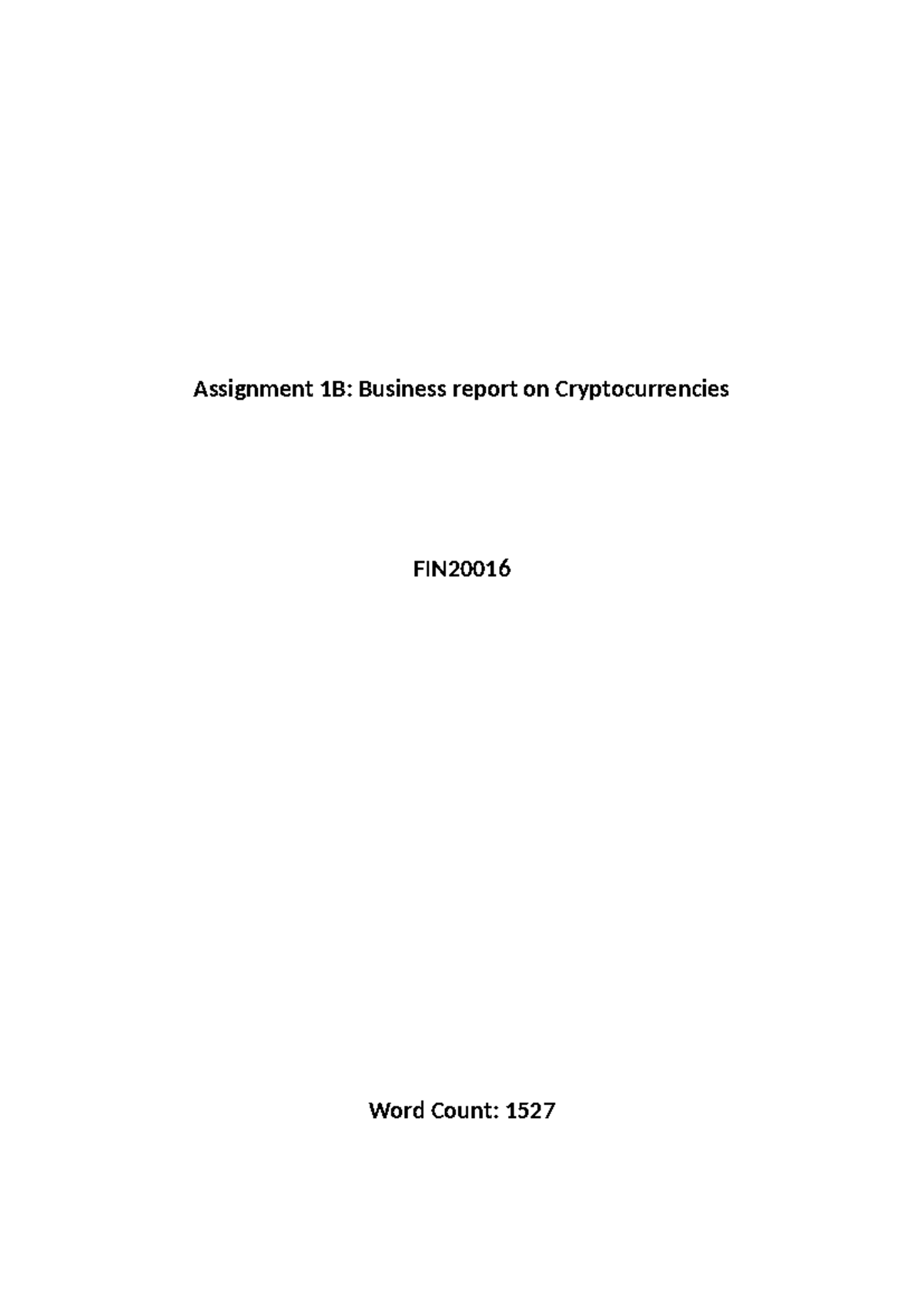 Assignment 1B - - Studocu