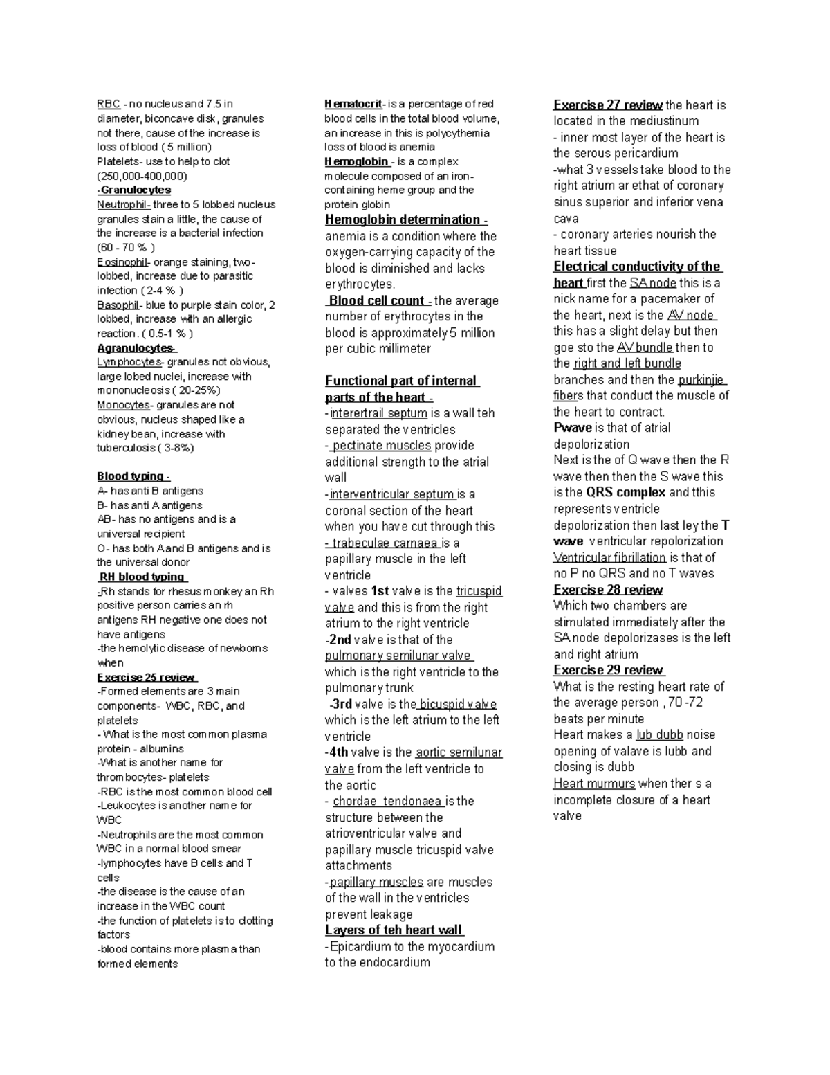 Lab exam 1 - lab exam 1 study guide - blood and cardiovascular system ...