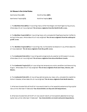 Temperature Patterns Lab Part 2 - In your answers, consider the one temperature control factor ...