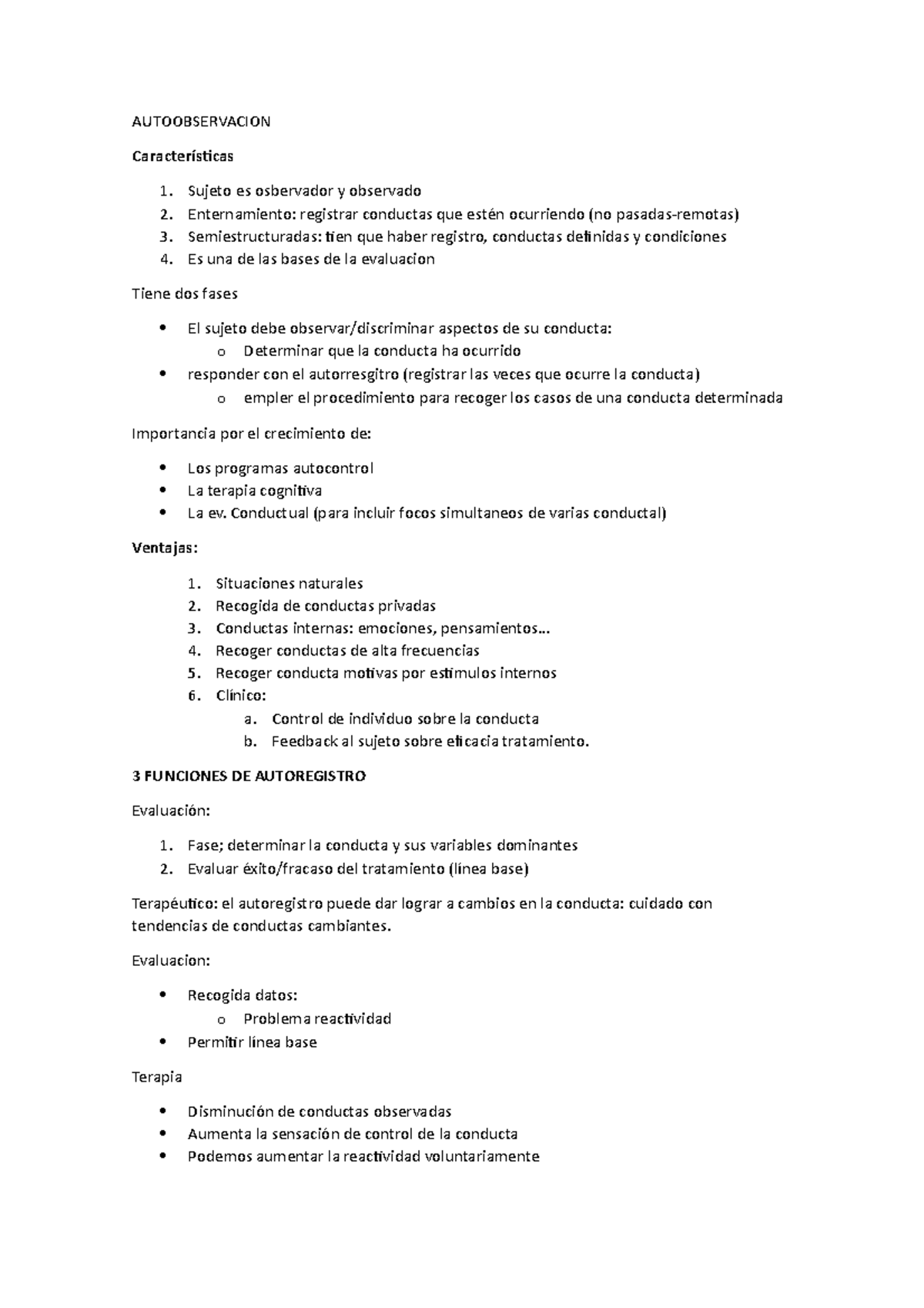 Tema 7 autoobservación - AUTOOBSERVACION Características 1. 2. 3. 4 ...