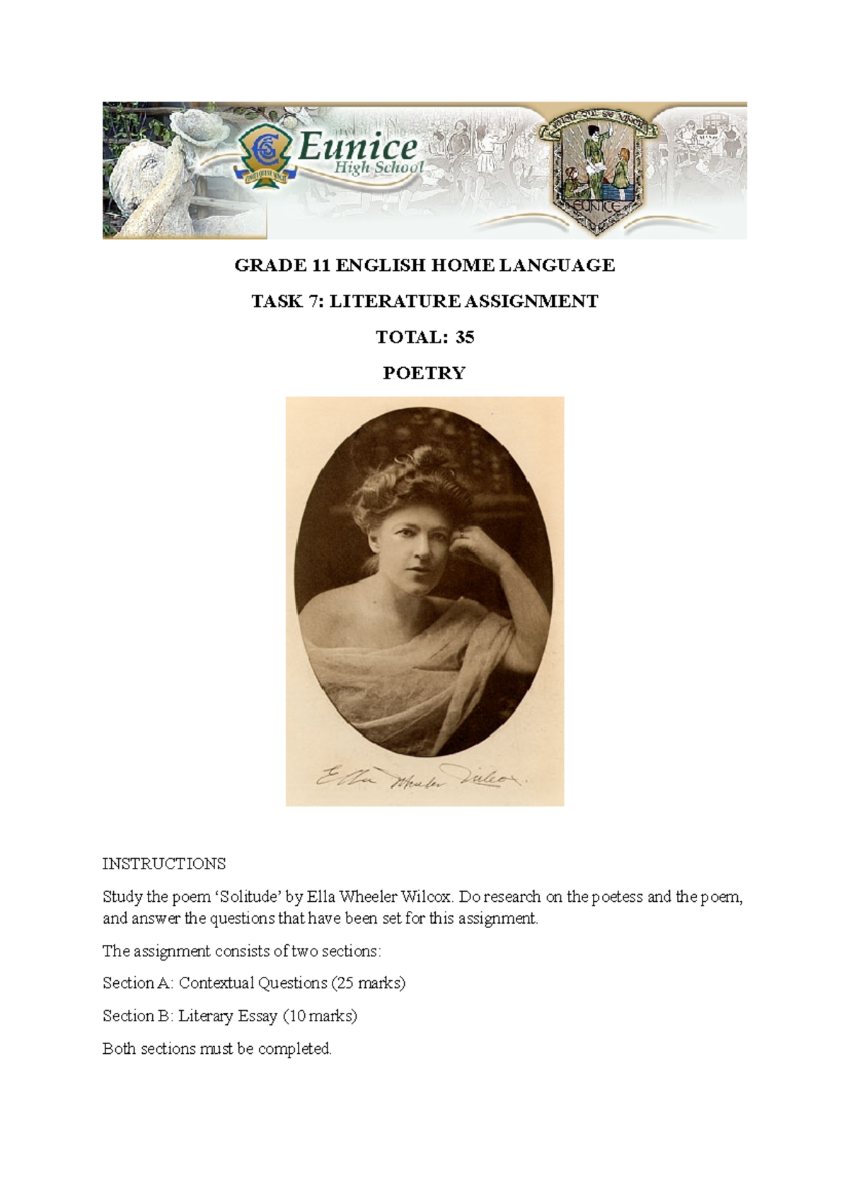 Solitude Answers - Self study - GRADE 11 ENGLISH HOME LANGUAGE TASK 7 ...