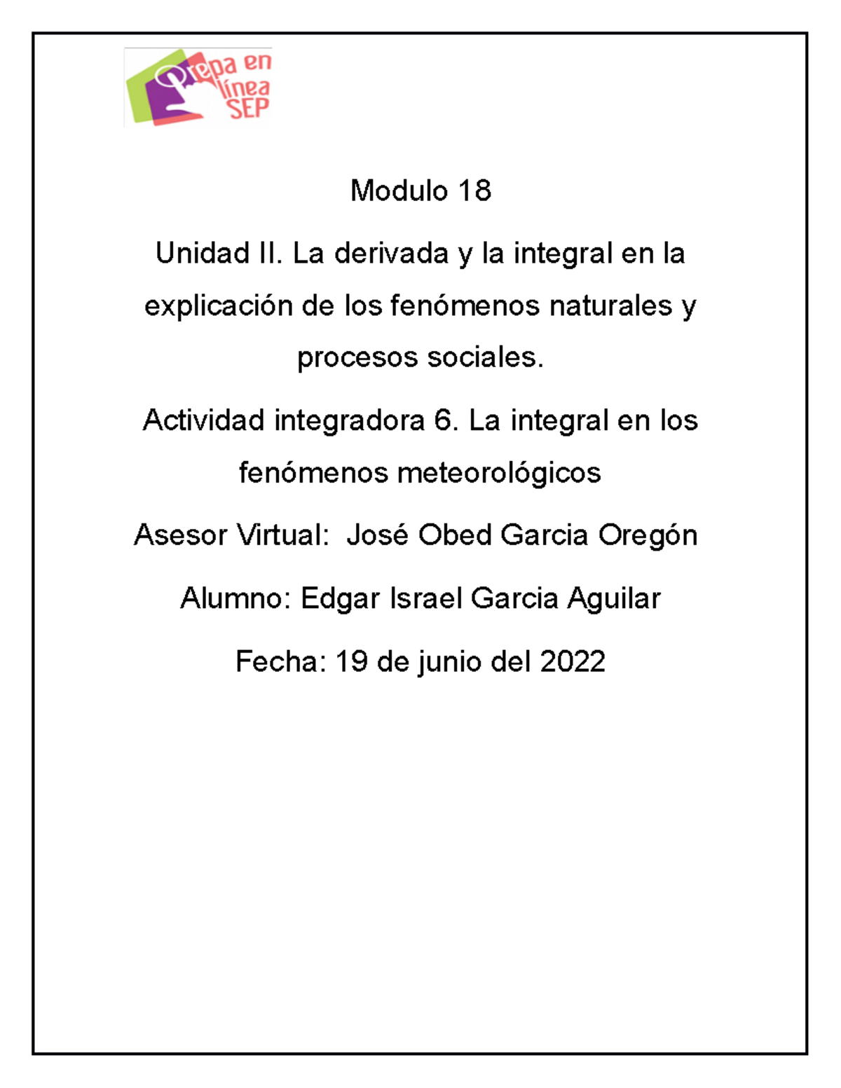 Modulo 18 Acti 6 ED - Ejercicios matematicos - Modulo 18 Unidad II. La ...