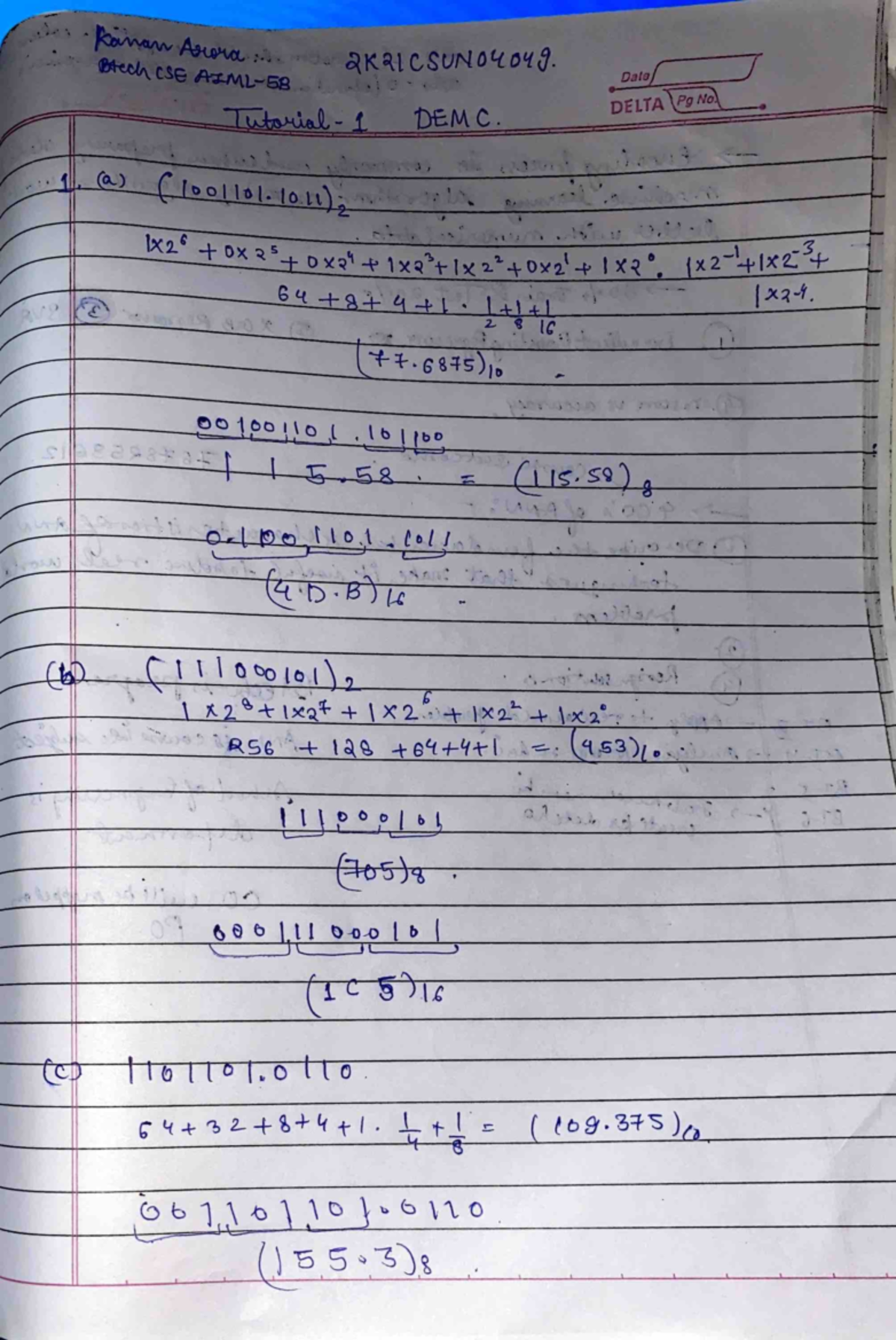 Tutorial No. 1 DEMC Solutions - J~ I I I I I \ \Cl~ Lo l t, t) b ca I x ...