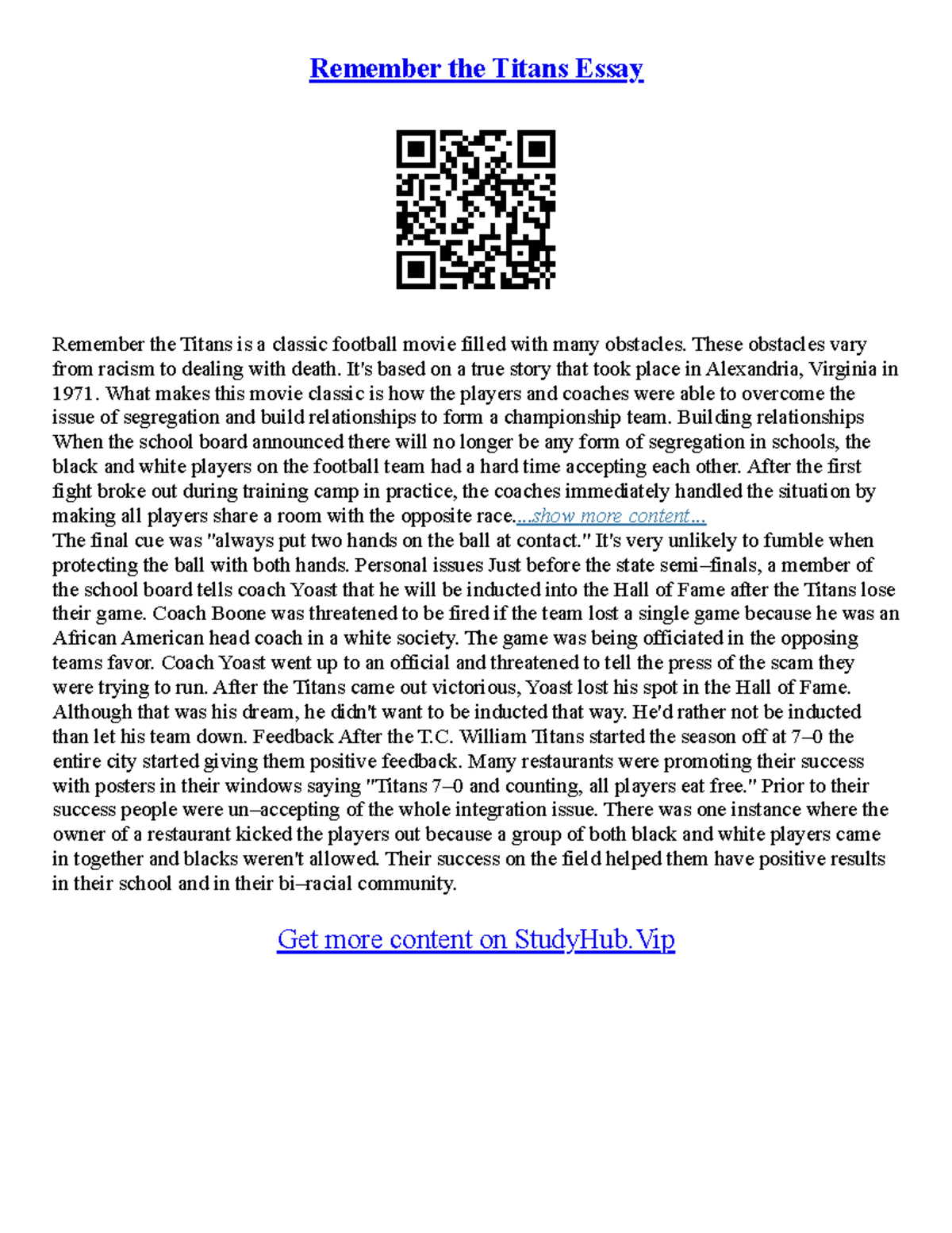 Remember The Titans Leadership Essay - Remember the Titans Essay ...