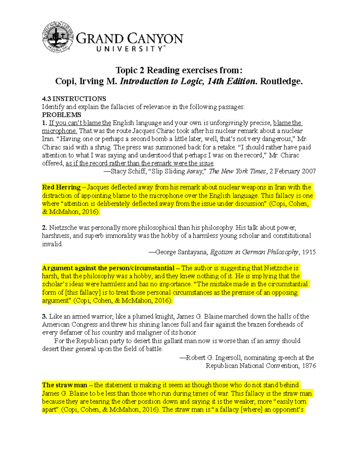 COM-362 T2 reading exercises - Topic 2 Reading exercises from: Copi ...