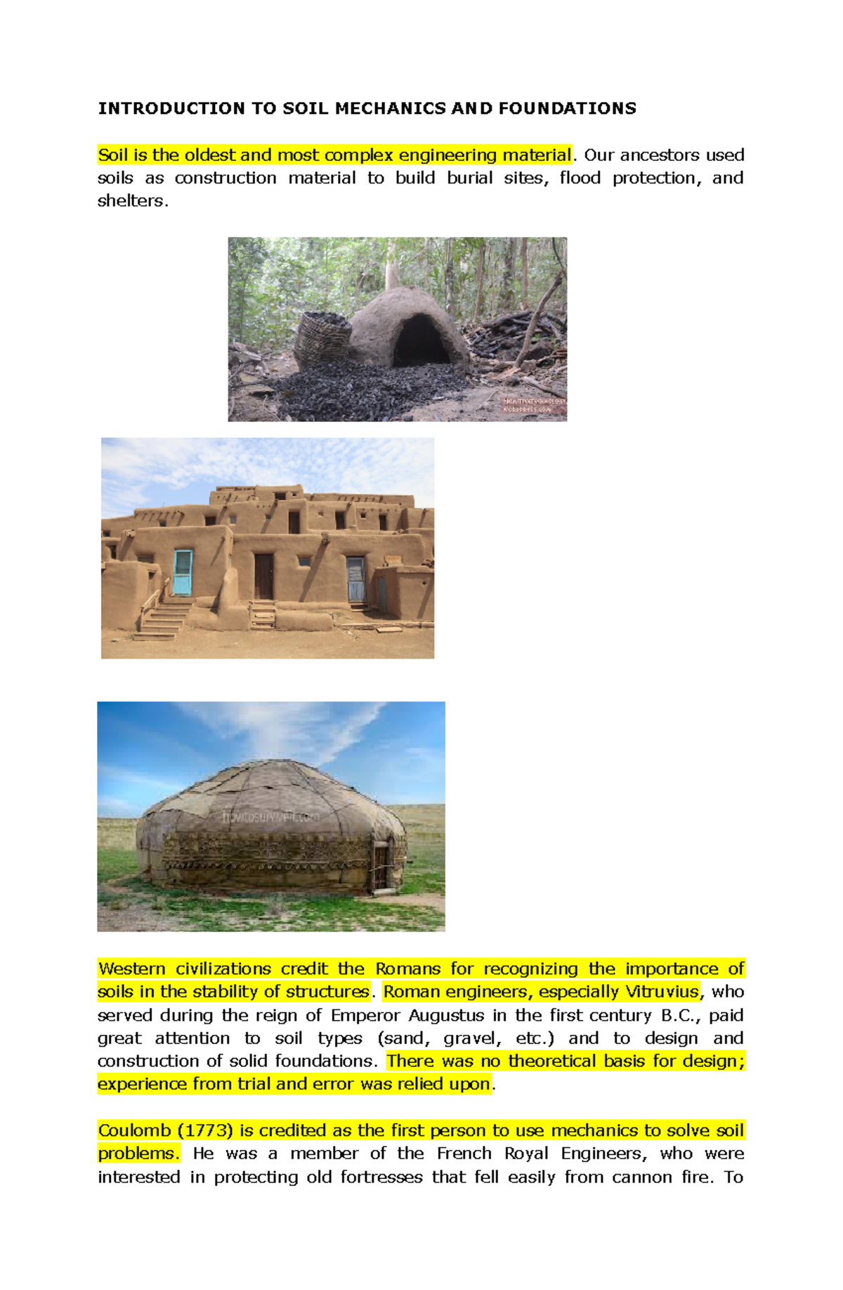 Lesson 1 Introduction TO SOIL Mechanics AND Foundations - INTRODUCTION ...