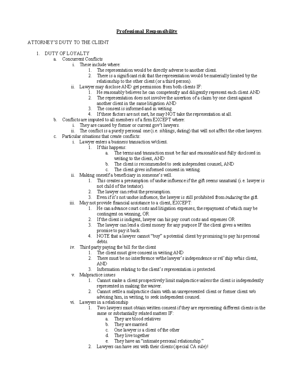 Professional Responsibility Outline - Professional Responsibility ...